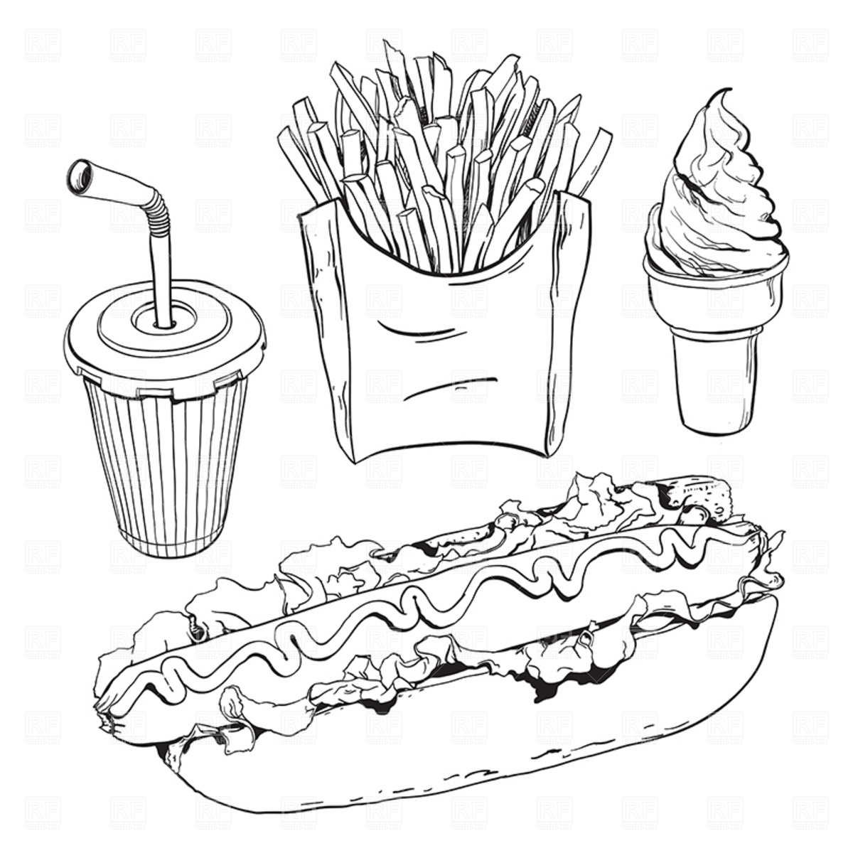 Food Clip Art Coloring Pages Food Clip Art Coloring Pages