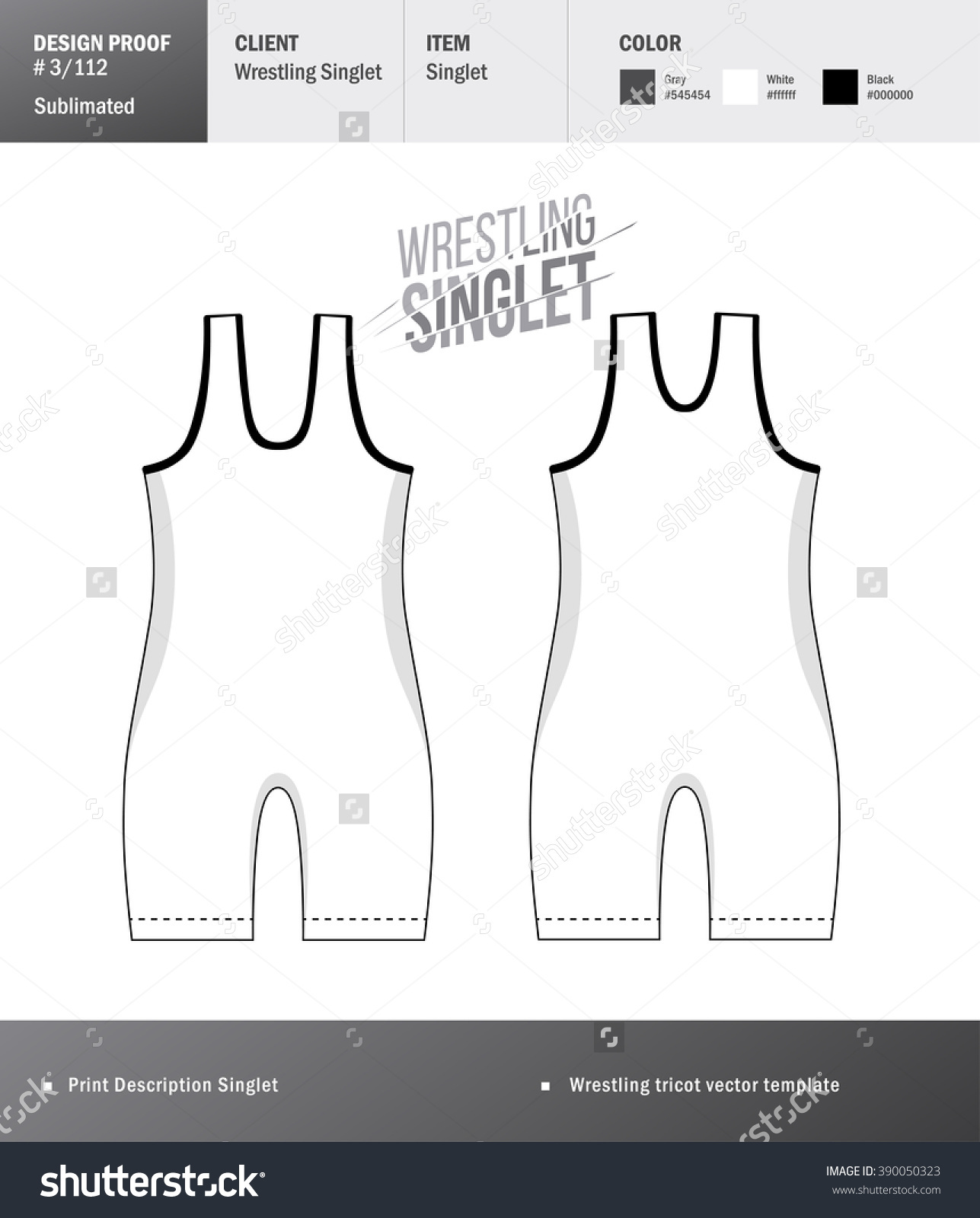 Blank Wrestling Singlet Template